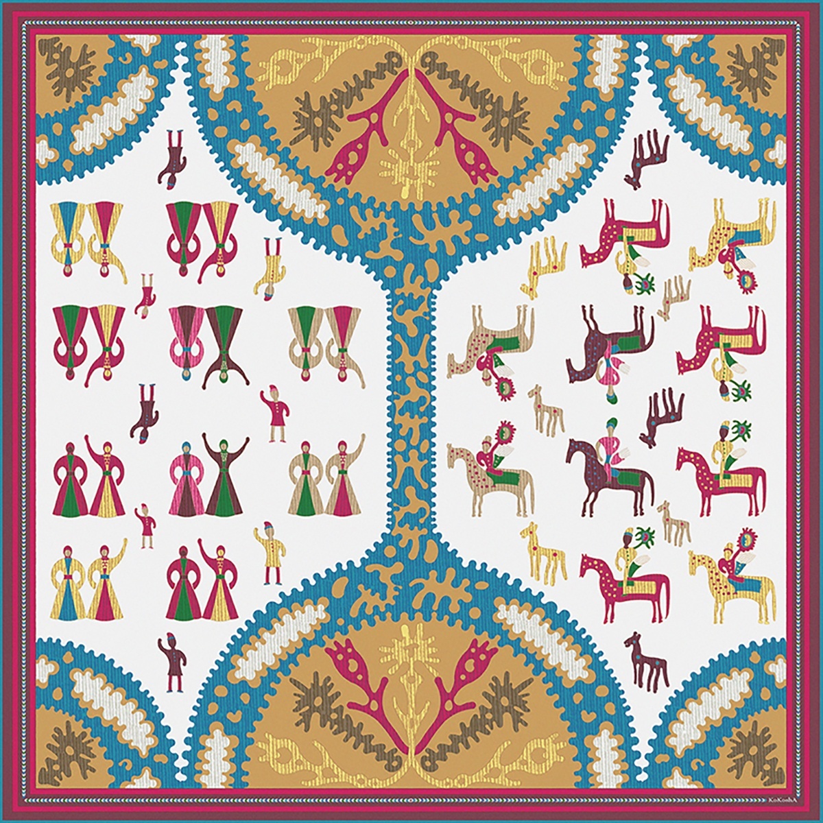 Shawl "KAITAG" cotton-silk 135х135 on wight background
